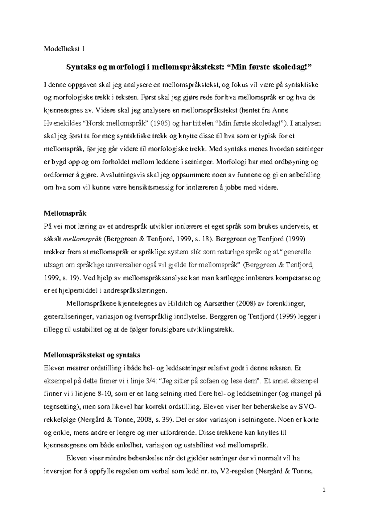 Eksempeltekster på kvalifiseringsoppgaver - Modelltekst 1 Syntaks og ...