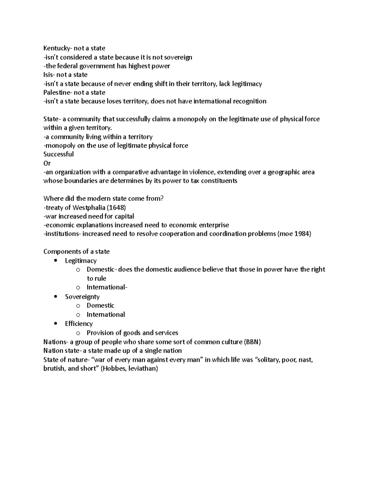 PS 210 Module 2 notes - Kentucky- not a state -isn’t considered a state ...