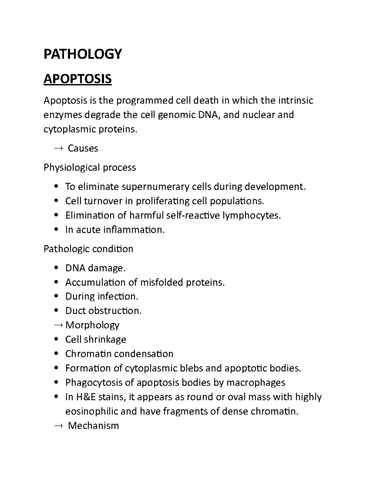 Pathology notes - PATHOLOGY APOPTOSIS Apoptosis is the programmed cell ...