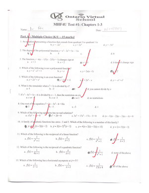 Chapter 3 practice quiz - MHF4U1 Name: ________________________ Date: ____________ Ch. 3 Quiz ...