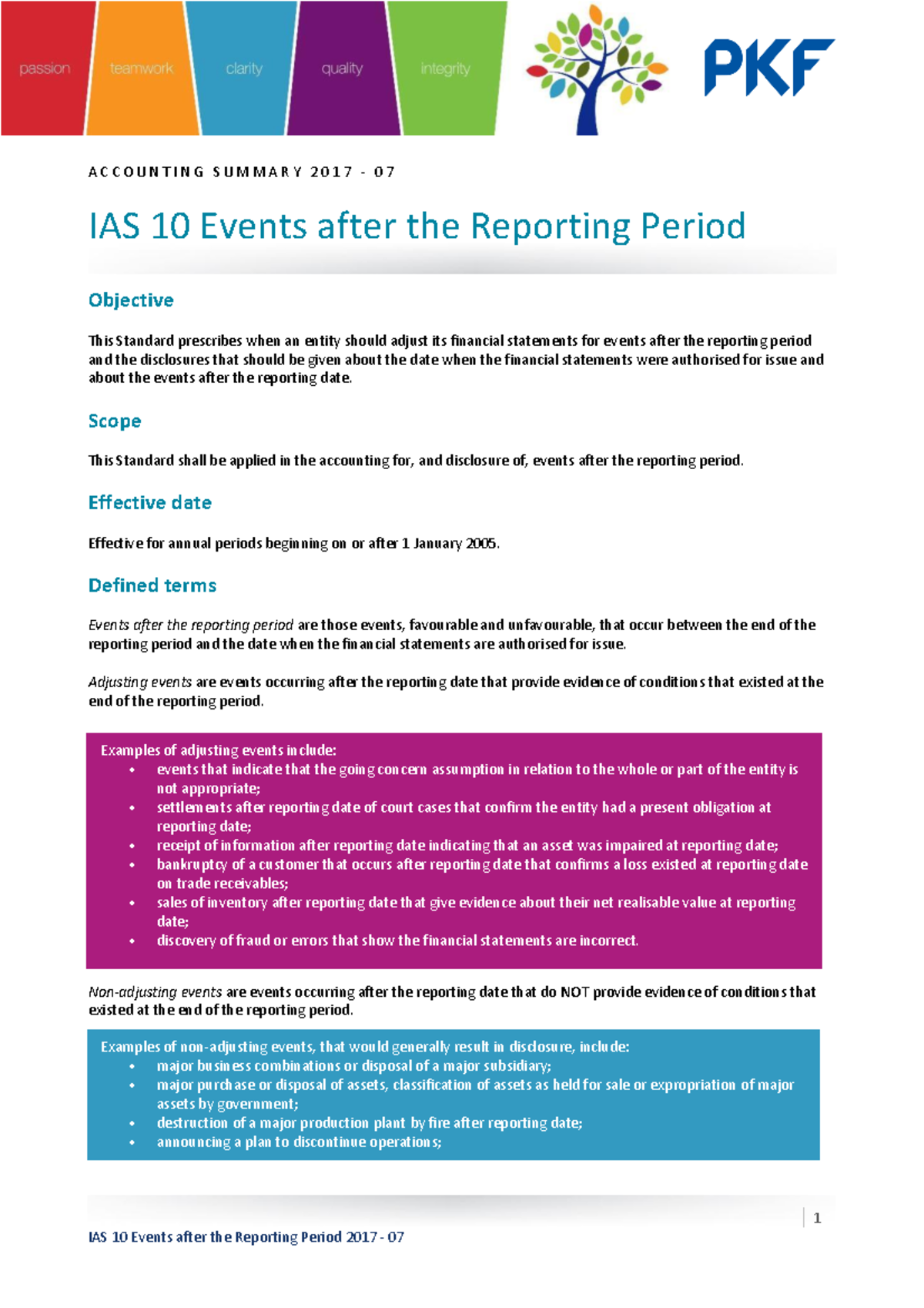 Ias 10 events after reporting period - A C C O U N T I N G S U M M A R ...