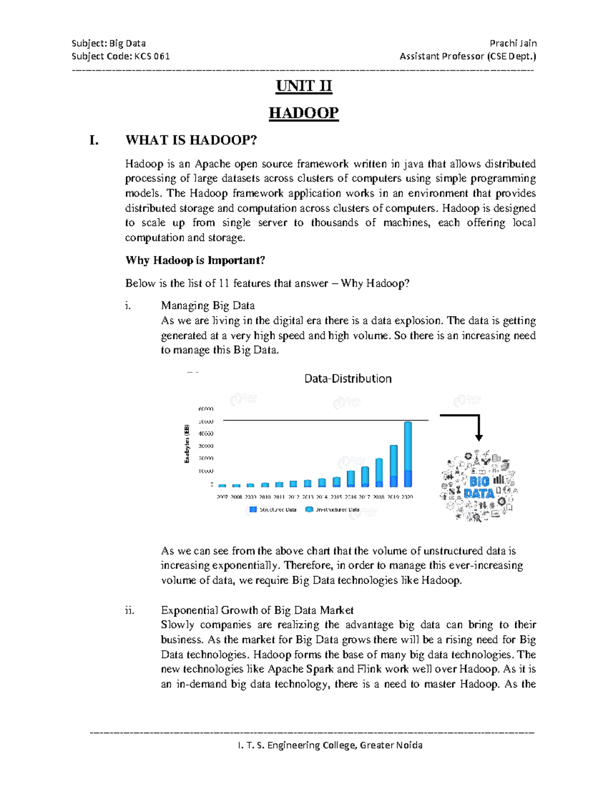 BD Unit 2 - good - Subject Code: KCS 061 Assistant Professor (CSE Dept ...