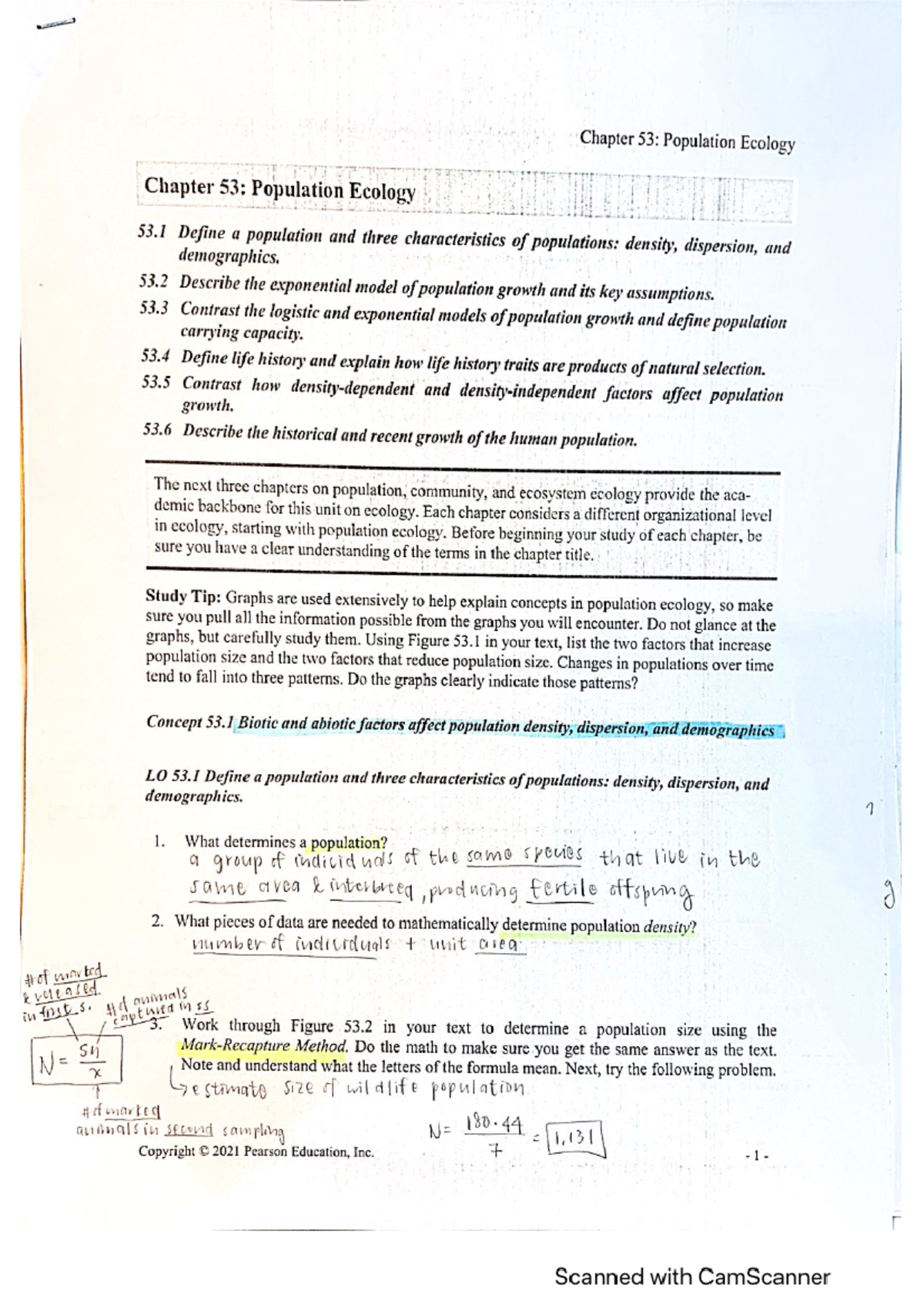 Chapt 53 notes - Ecology - BIOL_SCI 201 - Studocu