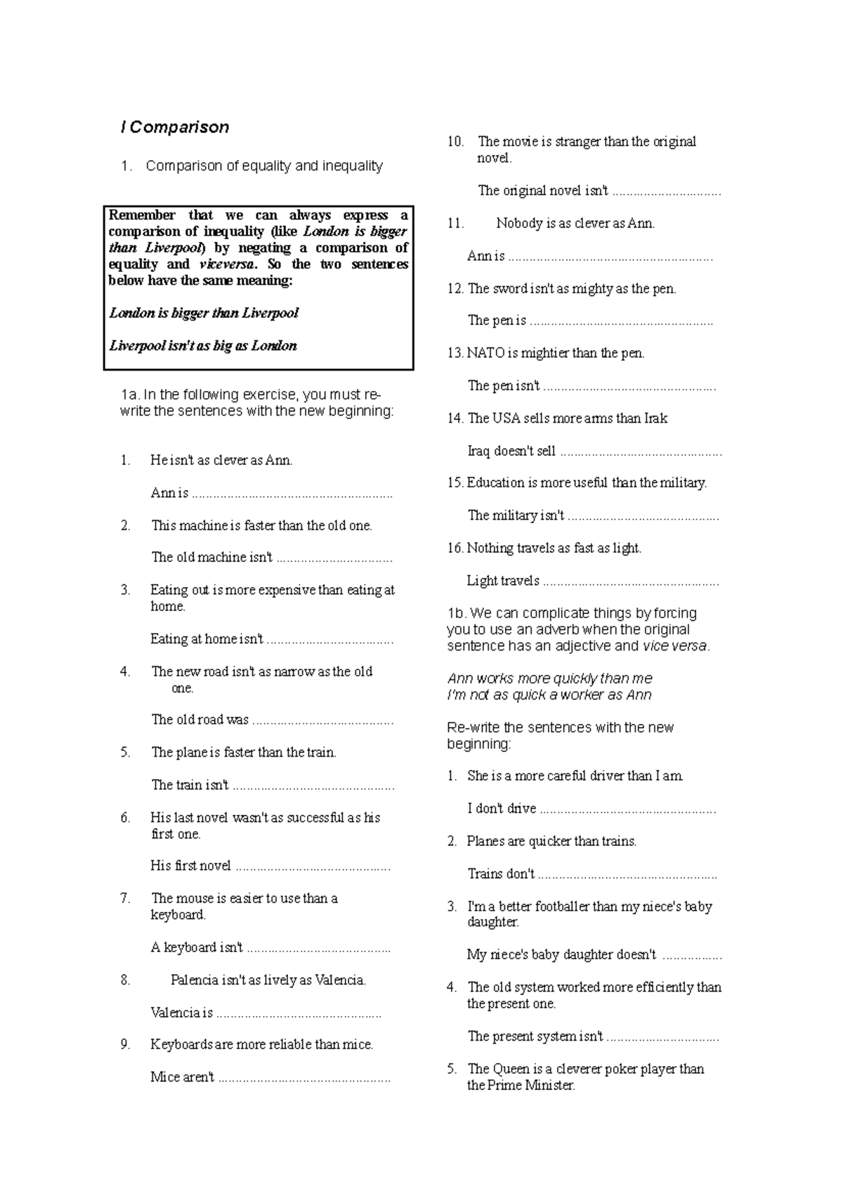 Comparison - APUNTES - I Comparison Comparison of equality and ...