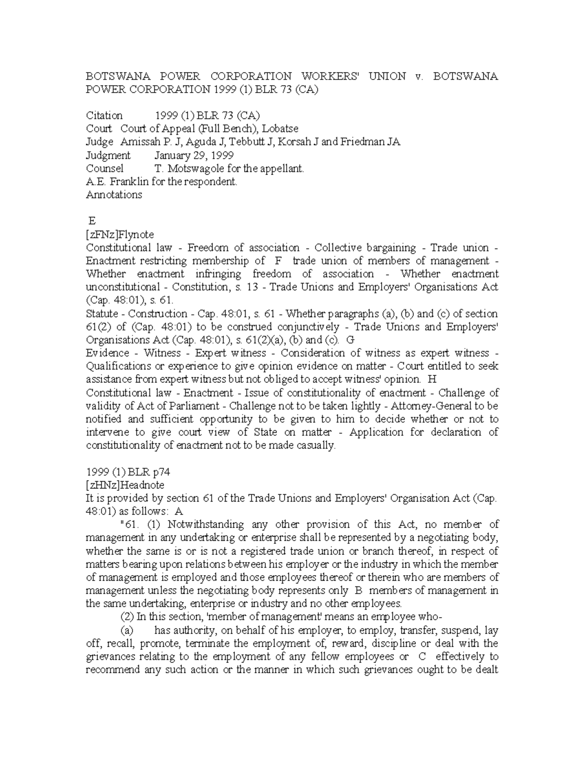 Botswana Power Corporation Workers - BOTSWANA POWER CORPORATION WORKERS ...