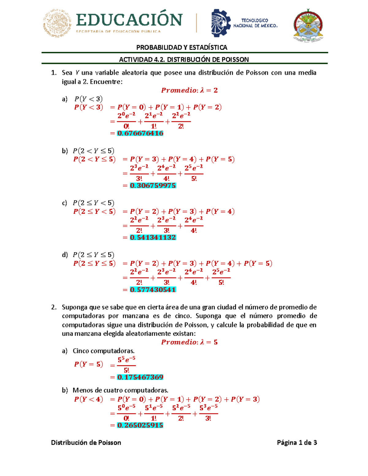 ADA 4.2. Distribución de Poisson - Probabilidad y Estadística - IT ...
