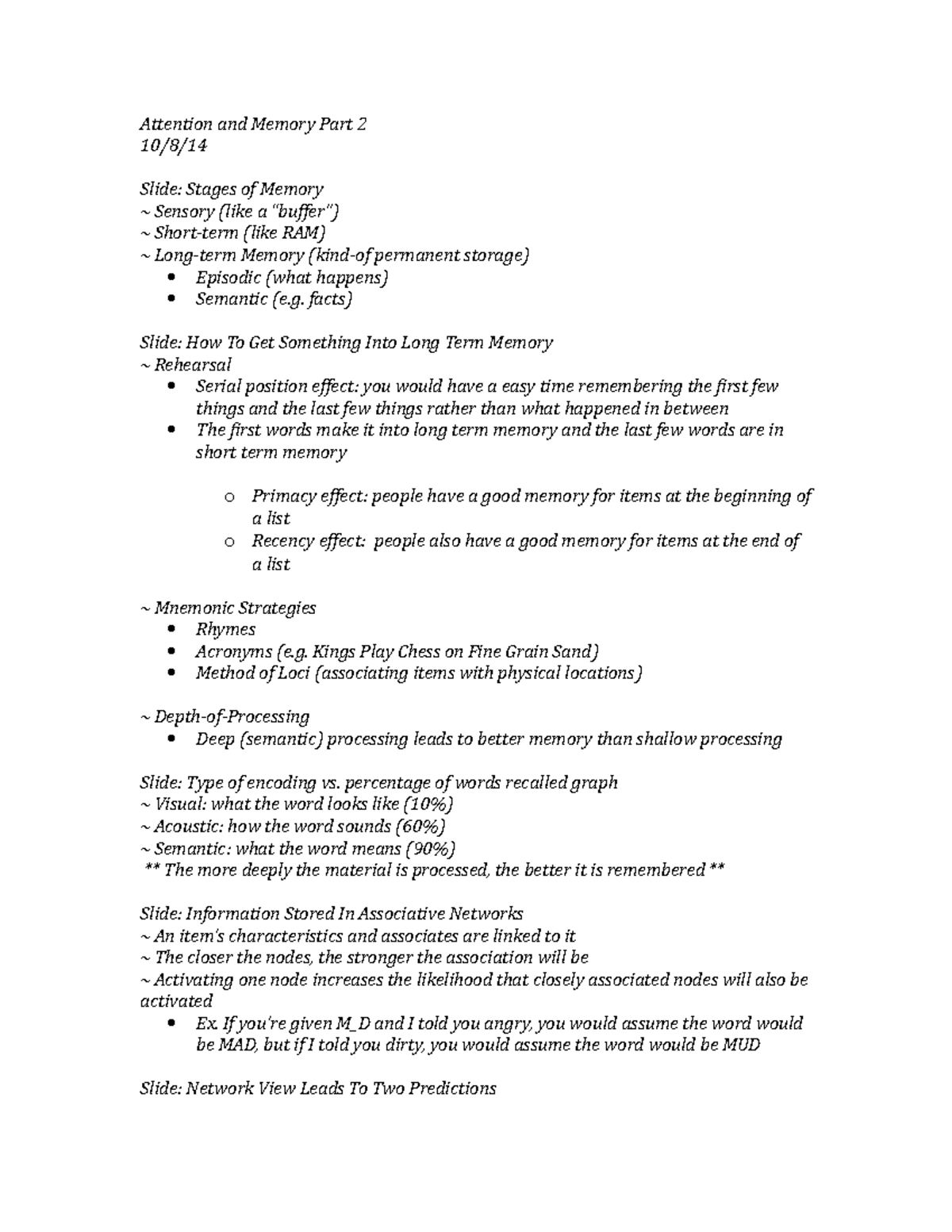 Day 16 Attention and Memory Part 2 - Attention and Memory Part 2 10/8 ...