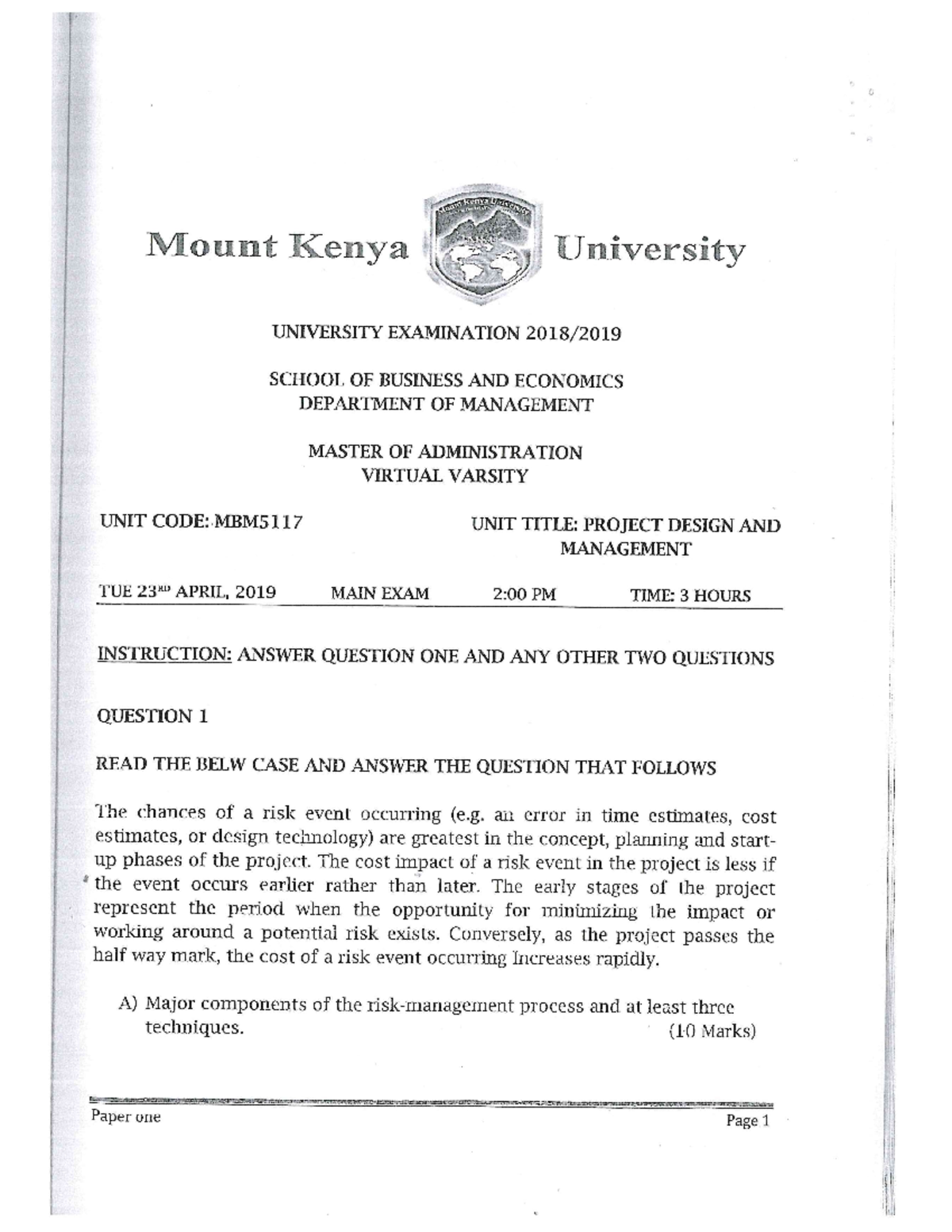 Project Management and Design In Project Management 2012 - Financial ...