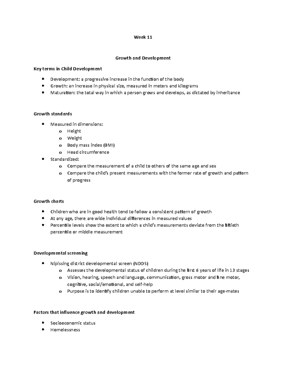 Infant growth and development - Week 11 Growth and Development Key ...