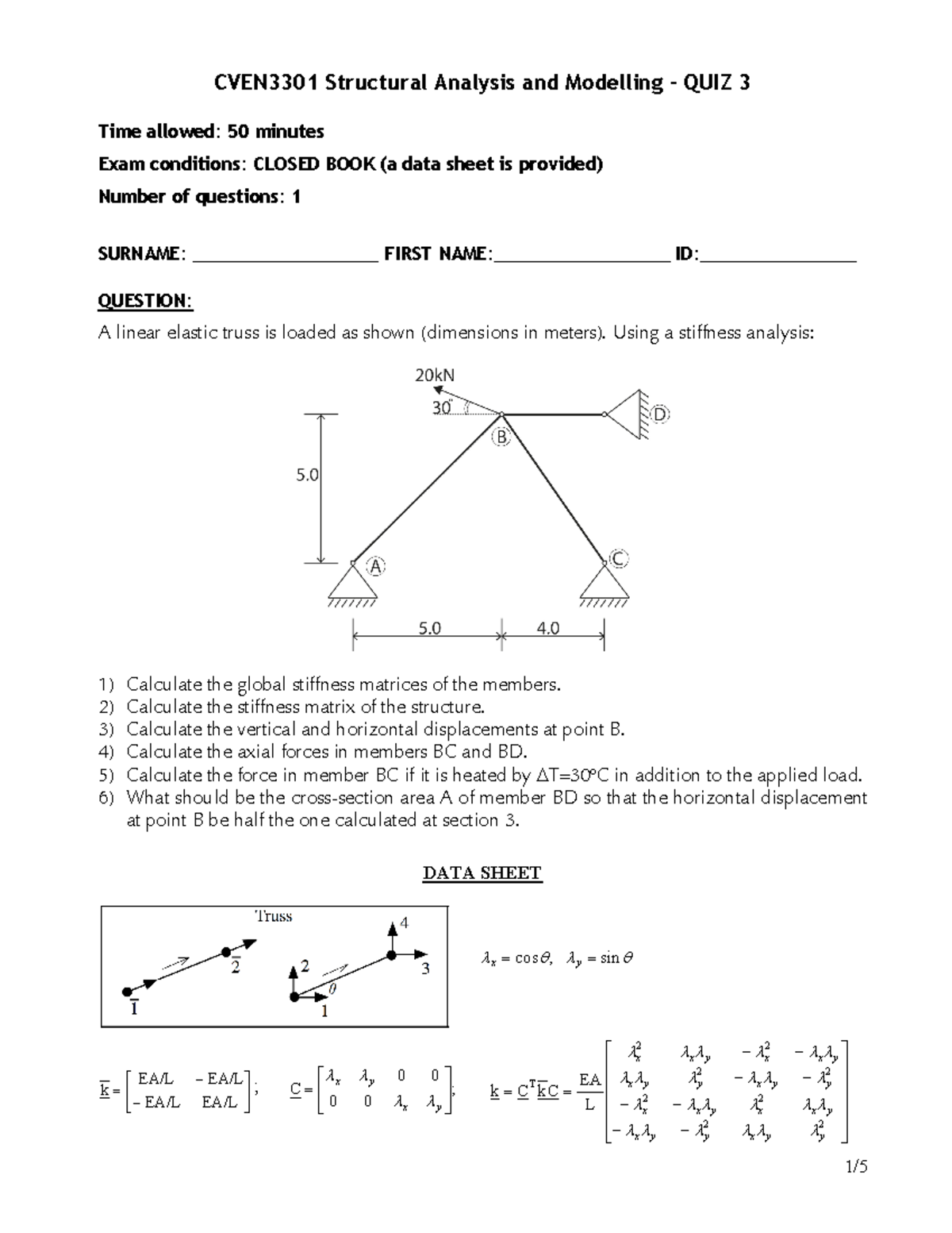 Sample/practice exam 2012, Questions and answers - Structural analysis ...