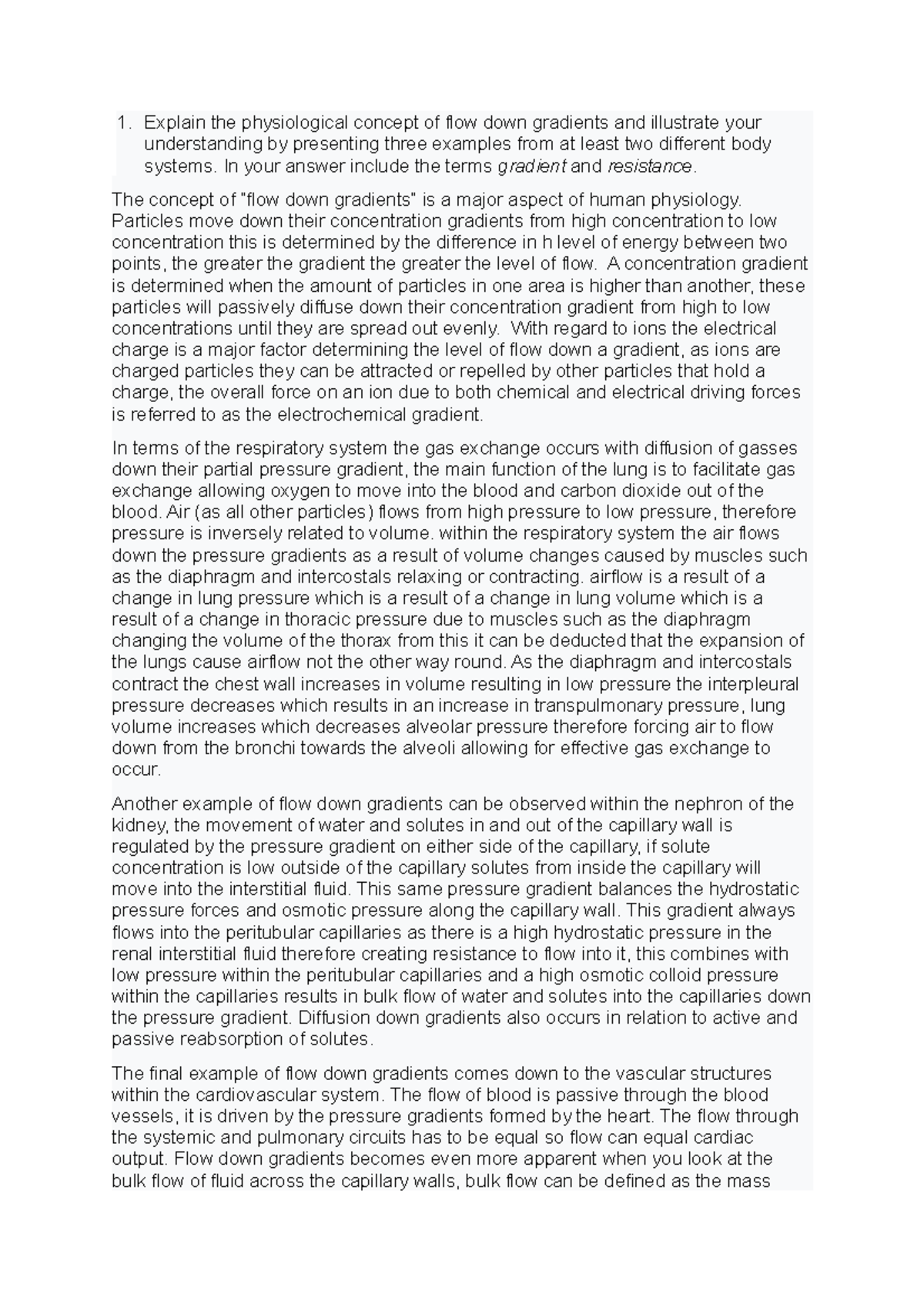 Flow down gradint - Essay for final assessment - Explain the ...