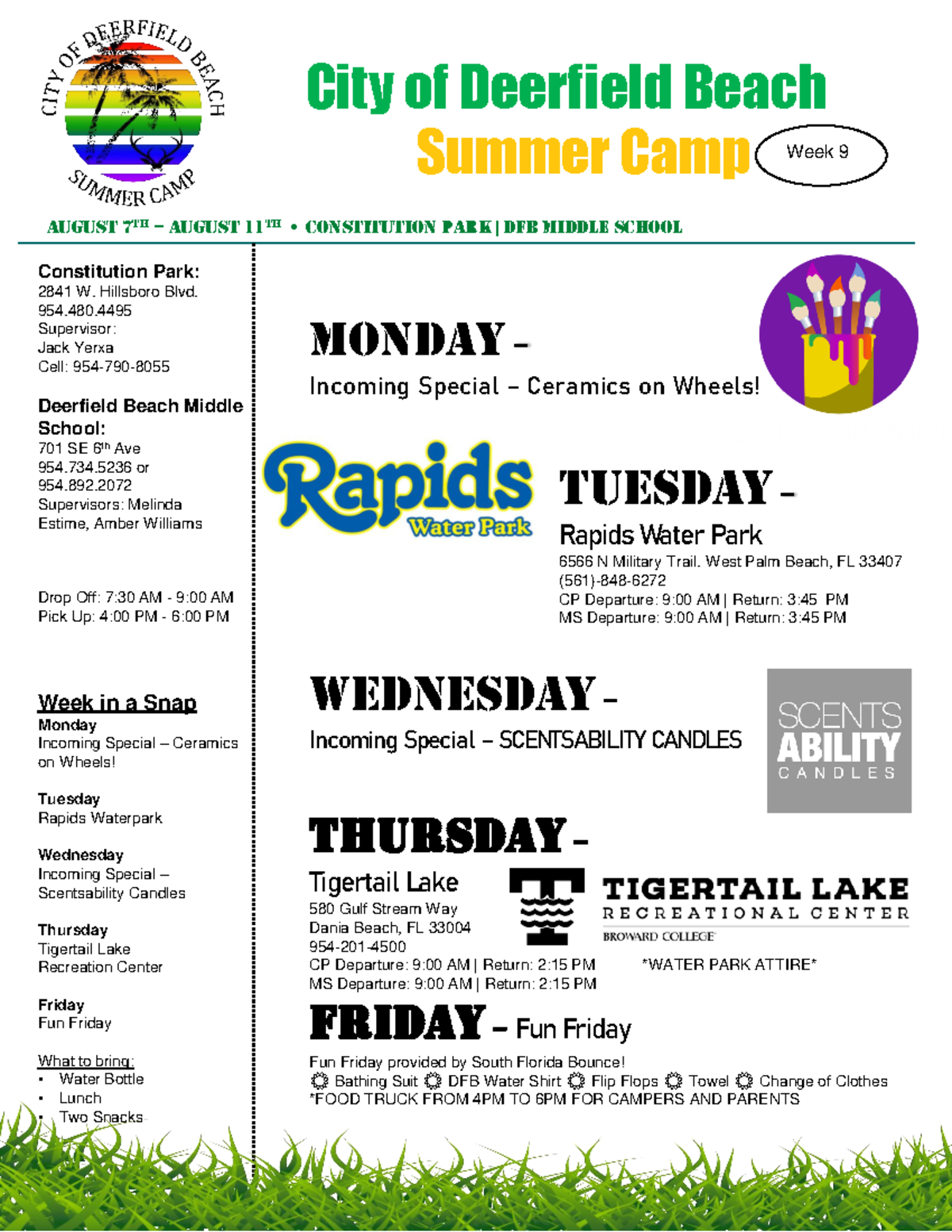 Summer Camp Newsletter Week 9 - Constitution Park: 2841 W. Hillsboro ...