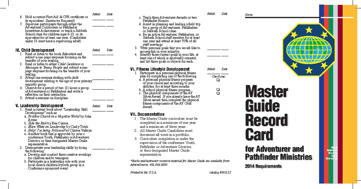 Masterguide recordcard-Checklist - *Books and instructor resource ...