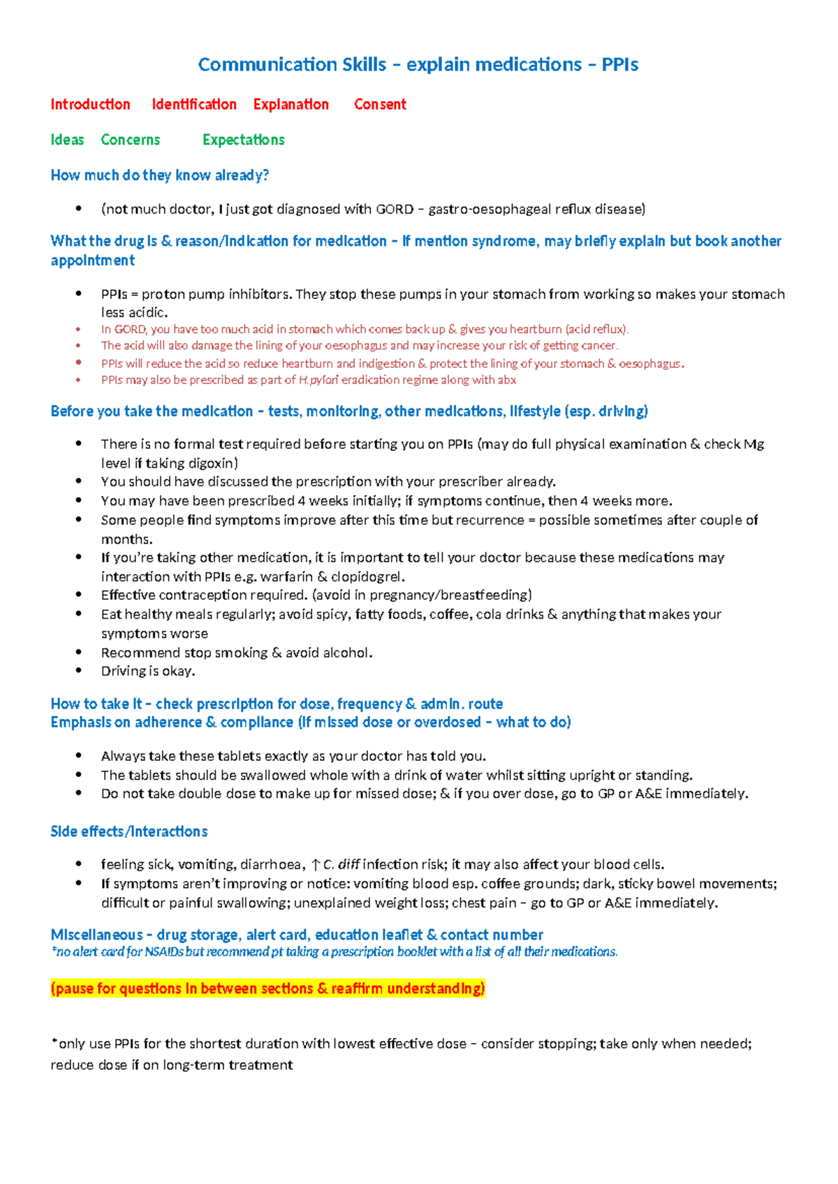 47. Explain PPI - Summary Medicine - Communication Skills – explain ...