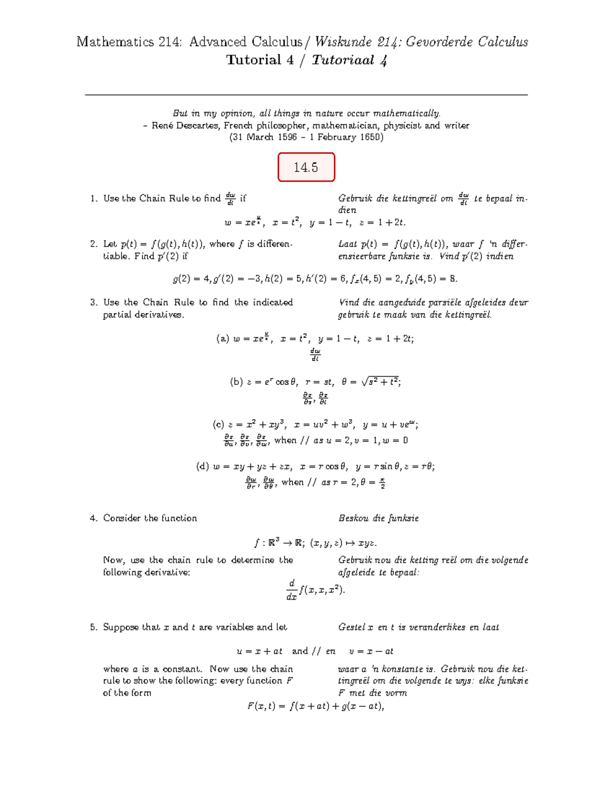 AC Tutorial 4 - Mathematics 214: Advanced Calculus / Wiskunde 214: Gevorderde Calculus Tutorial ...