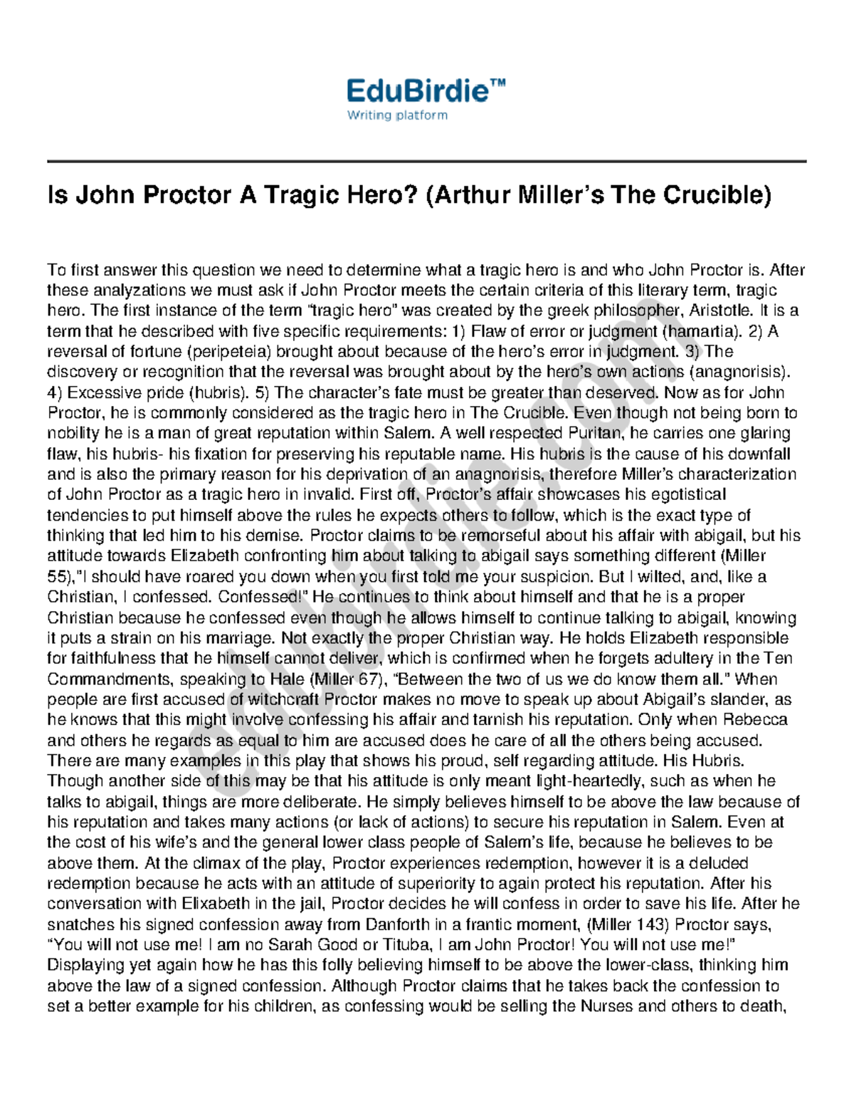 Is John Proctor A Tragic Hero (Arthur Miller’s The Crucible) - After ...