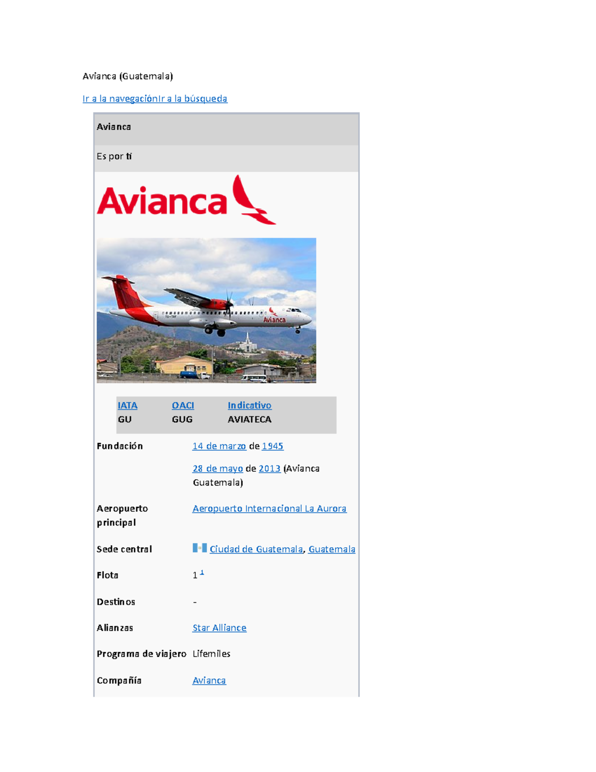 Avianca (Guatemala) - A principios de los años 1990, AVIATECA fue ...