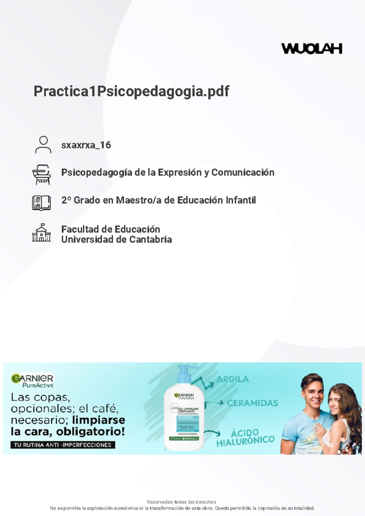 Wuolah-free-Practica 1Psicopedagogia - Practica1Psicopedagogia sxaxrxa_ Psicopedagogía de la ...