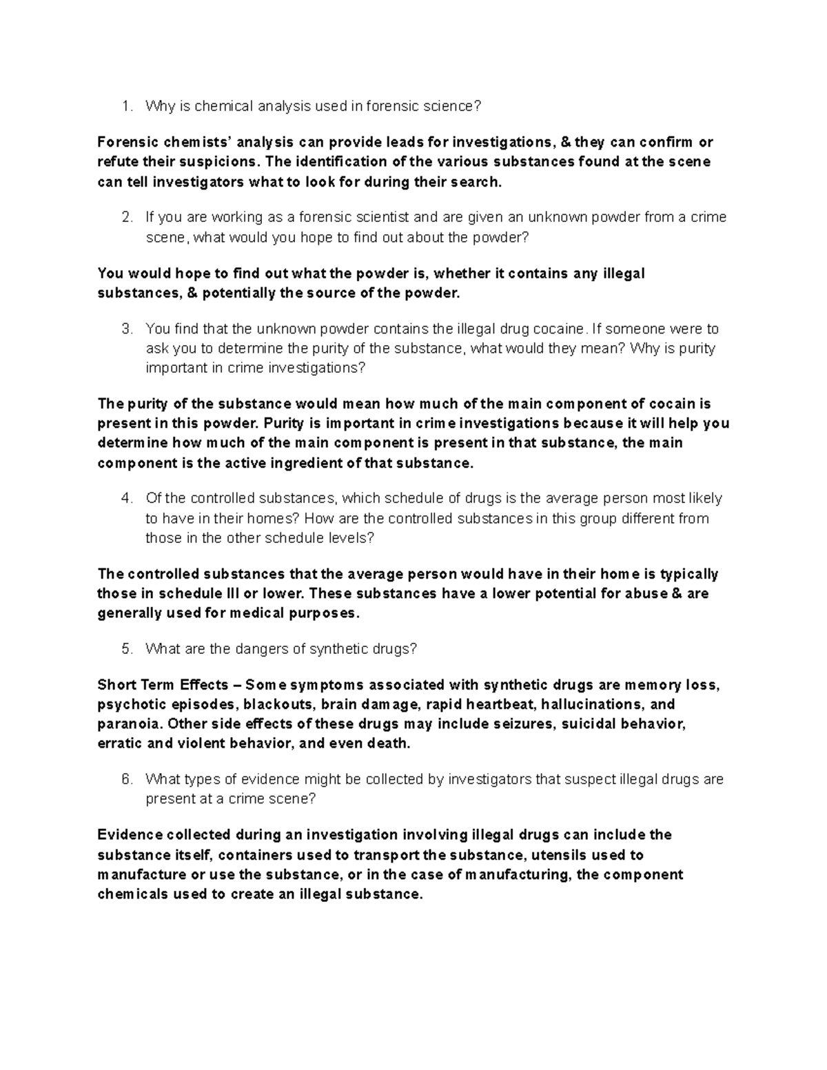 Unit 1 lab forensic 2 - Why is chemical analysis used in forensic ...