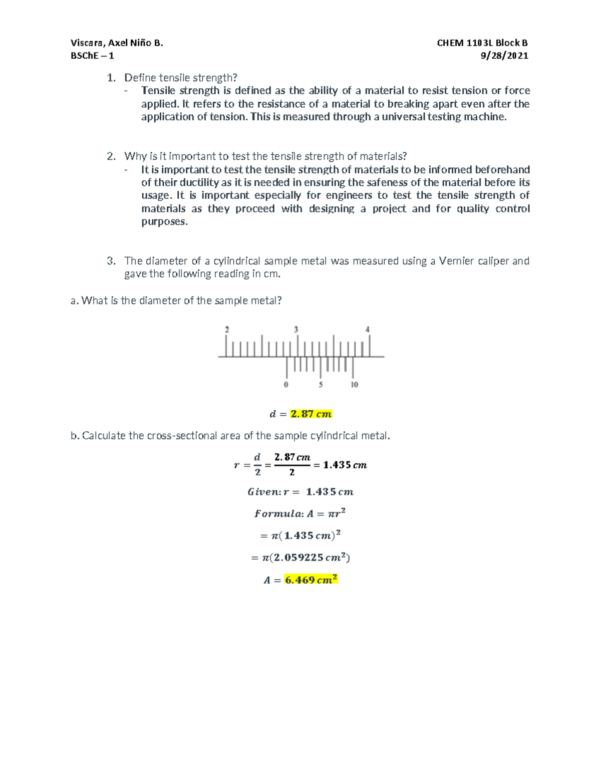 Pre-Lab Activity 3 - Viscara, Axel Niño B. CHEM 1103L Block B BSChE – 1 ...