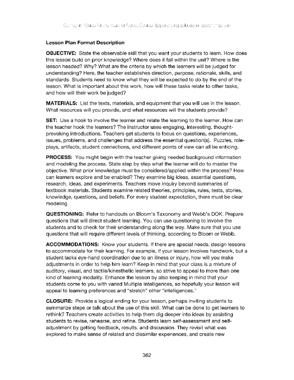 Lesson Plan Format - Example for the class project - Studocu