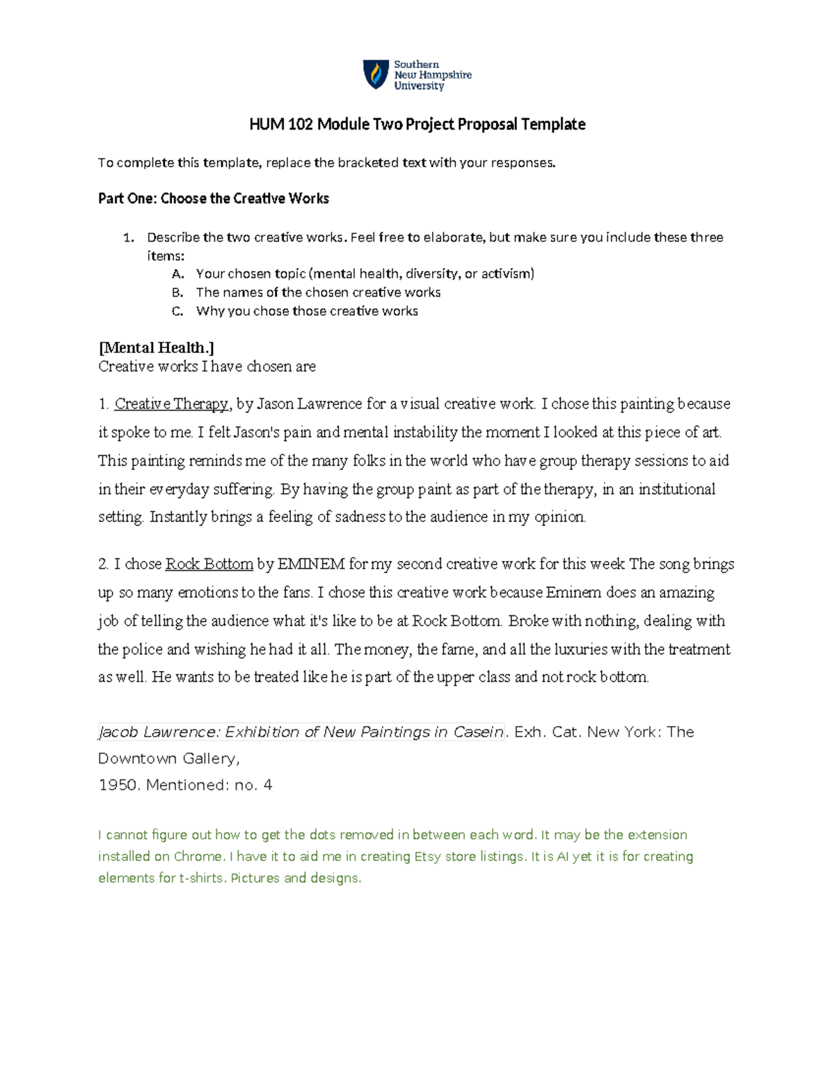 HUM 102 Module Two Project Proposal Template - Part One: Choose the ...