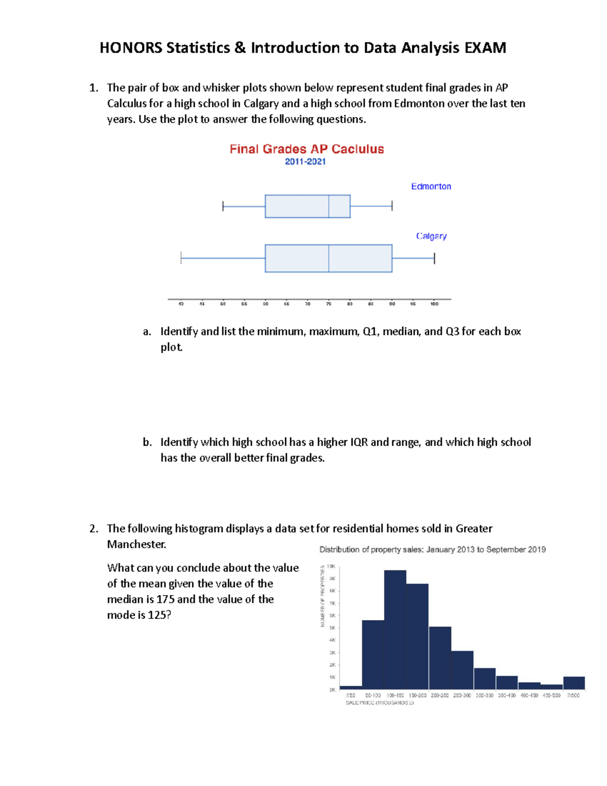 review for 8th grade statistics - HONORS Statistics & Introduction to ...