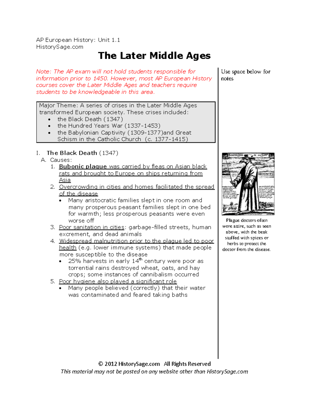 Copy of 01-later middle ages - © 2012 HistorySage All Rights Reserved ...