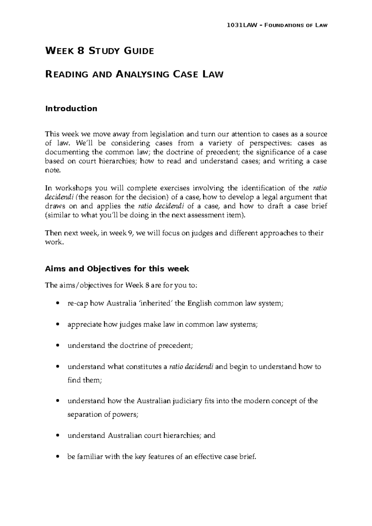 Week 8 Study Guide 1031LAW - 1031LAW – FOUNDATIONS OF LAW WEEK 8 STUDY ...