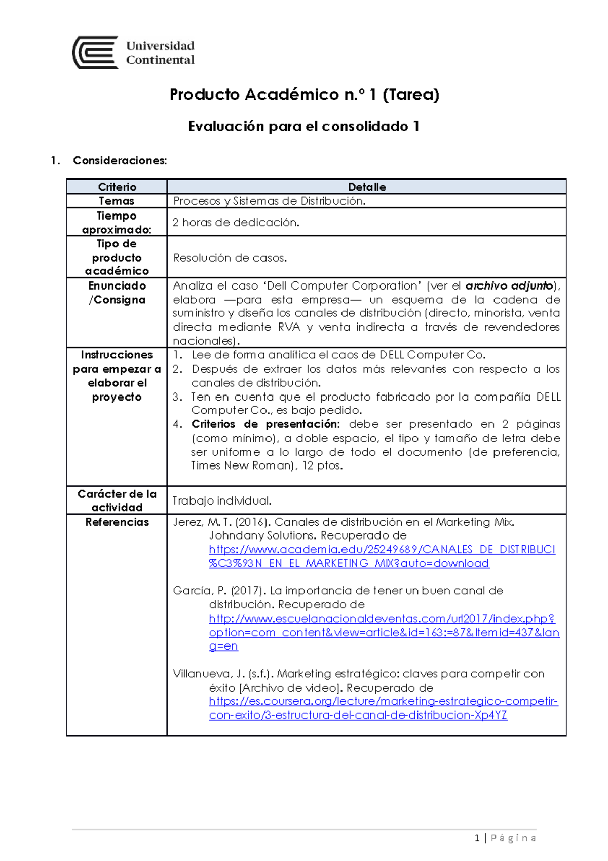 Producto académico n.º 1 (Tarea).vf - Producto Académico n.º 1 (Tarea) Evaluación para el - Studocu