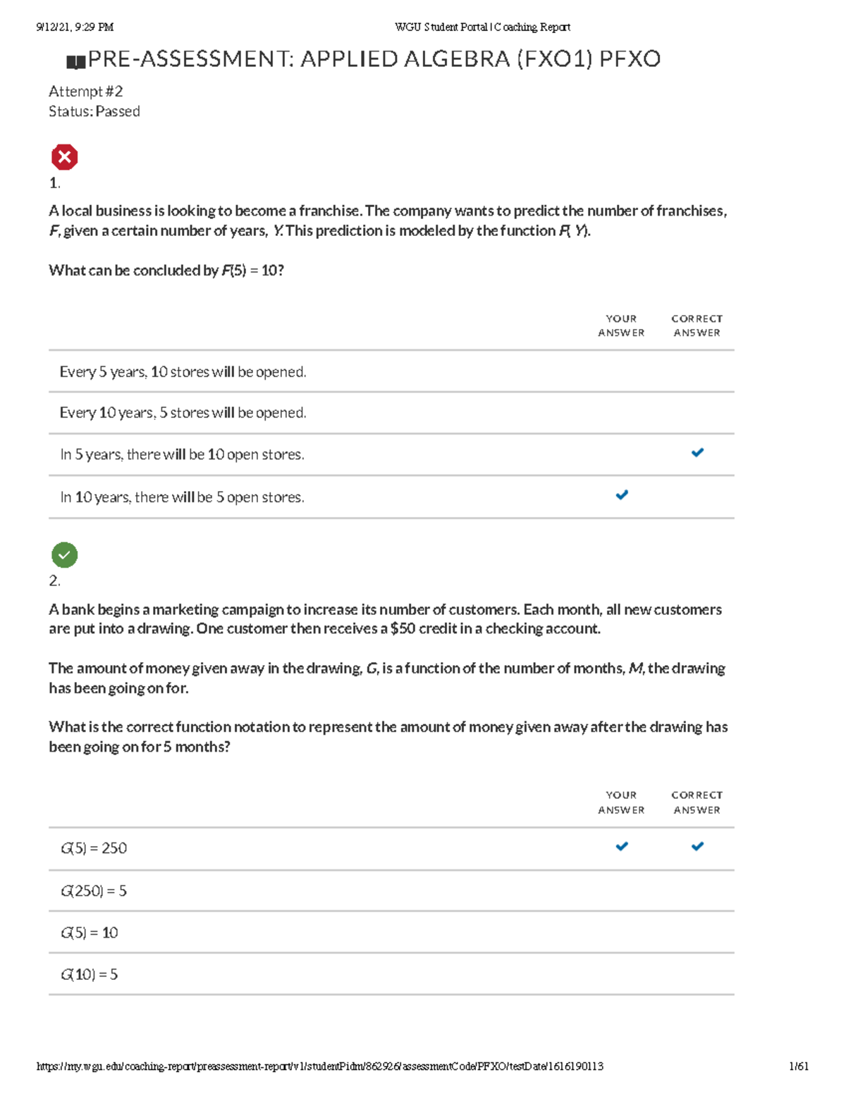 C957 - Practice Exam for preview - PRE-ASSESSMENT: APPLIED ALGEBRA ...