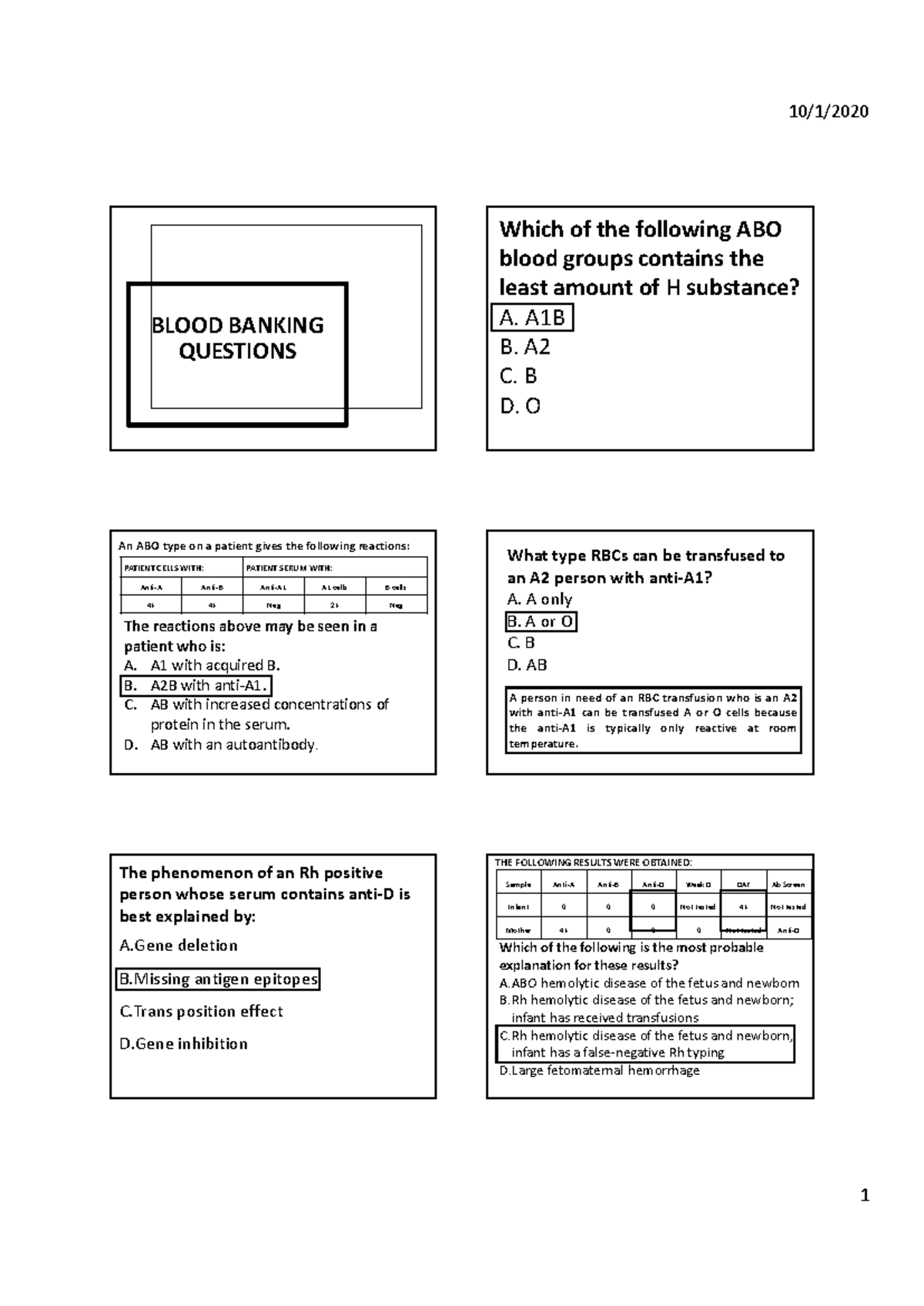 Additional BBQuestions-1 - BLOOD BANKING QUESTIONS Which of the ...