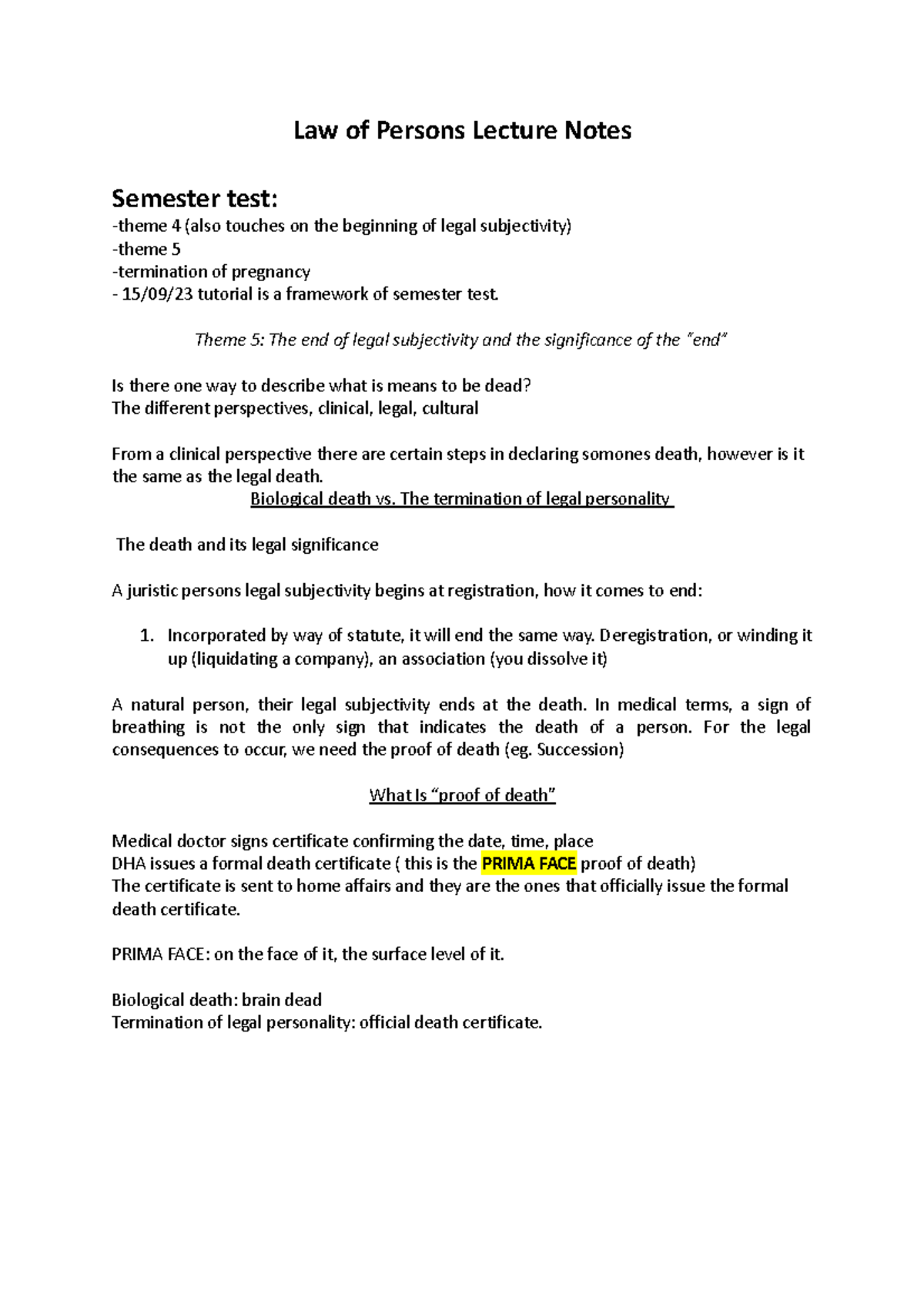 Law of Persons Lecture Notes 14:09:23 - Law of Persons Lecture Notes ...