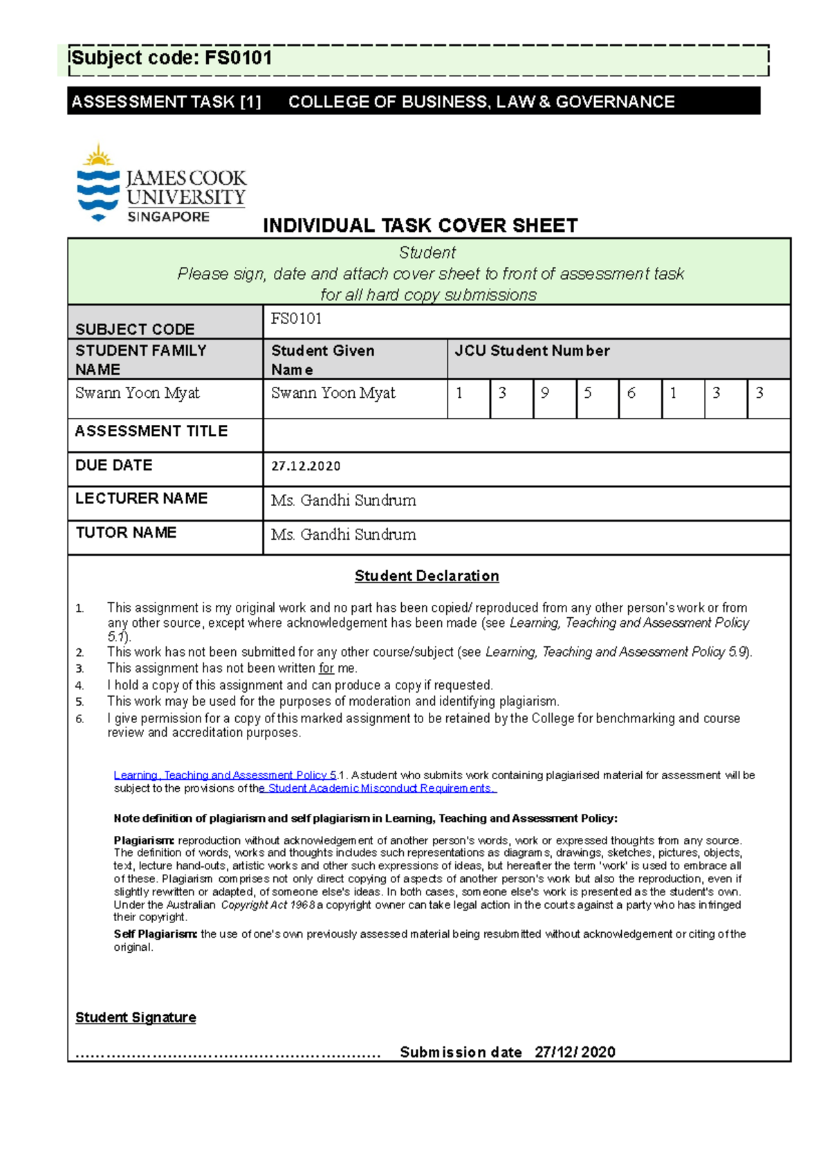 Assessment TASK cover page-2 ( essential ) - 1 ASSESSMENT TASK [1 ...