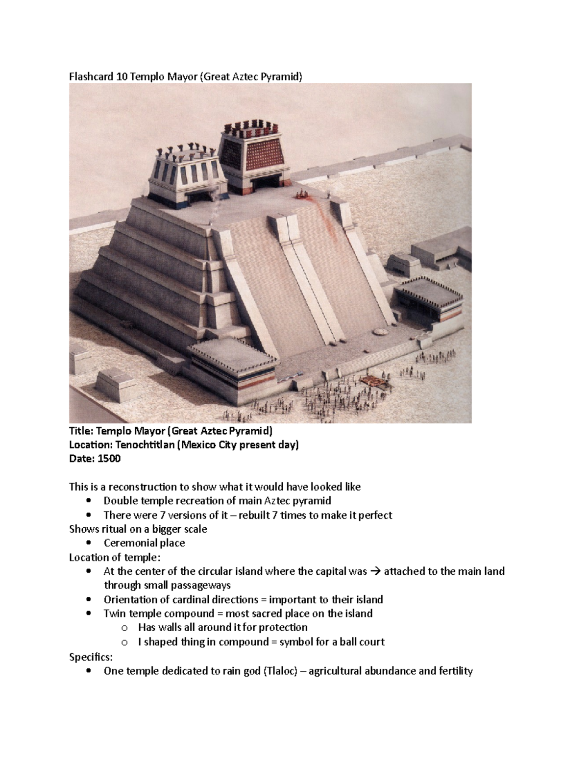 Flashcard 10 Templo Mayor - Flashcard 10 Templo Mayor (Great Aztec ...