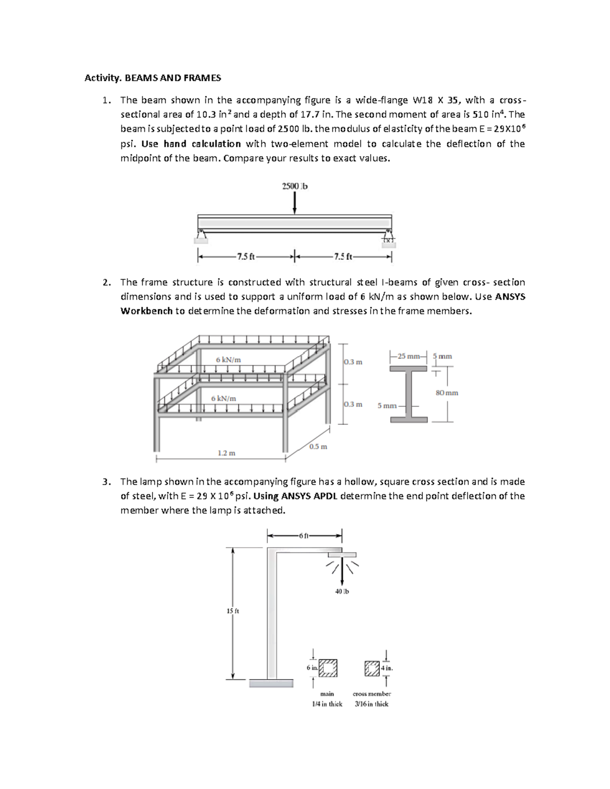 ACT. Beams AND Frames - Activity. BEAMS AND FRAMES 1. The beam shown in ...