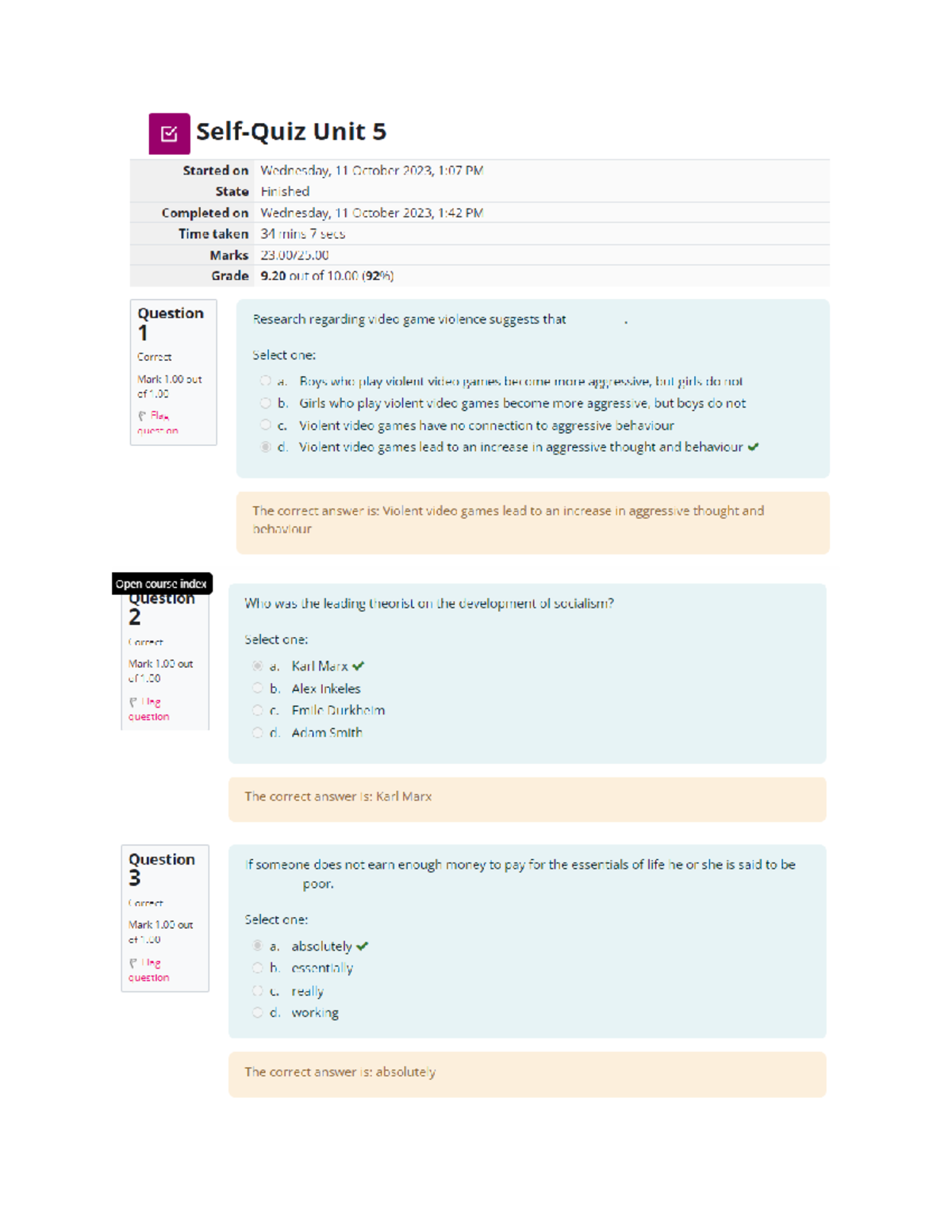 SOC 1502-01 Self-Quiz Unit 5 - SOC 1502 - Studocu