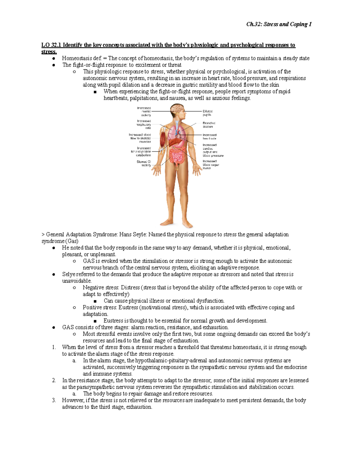 Ch.32 Stress and Coping - LO 32 Identify the key concepts associated ...