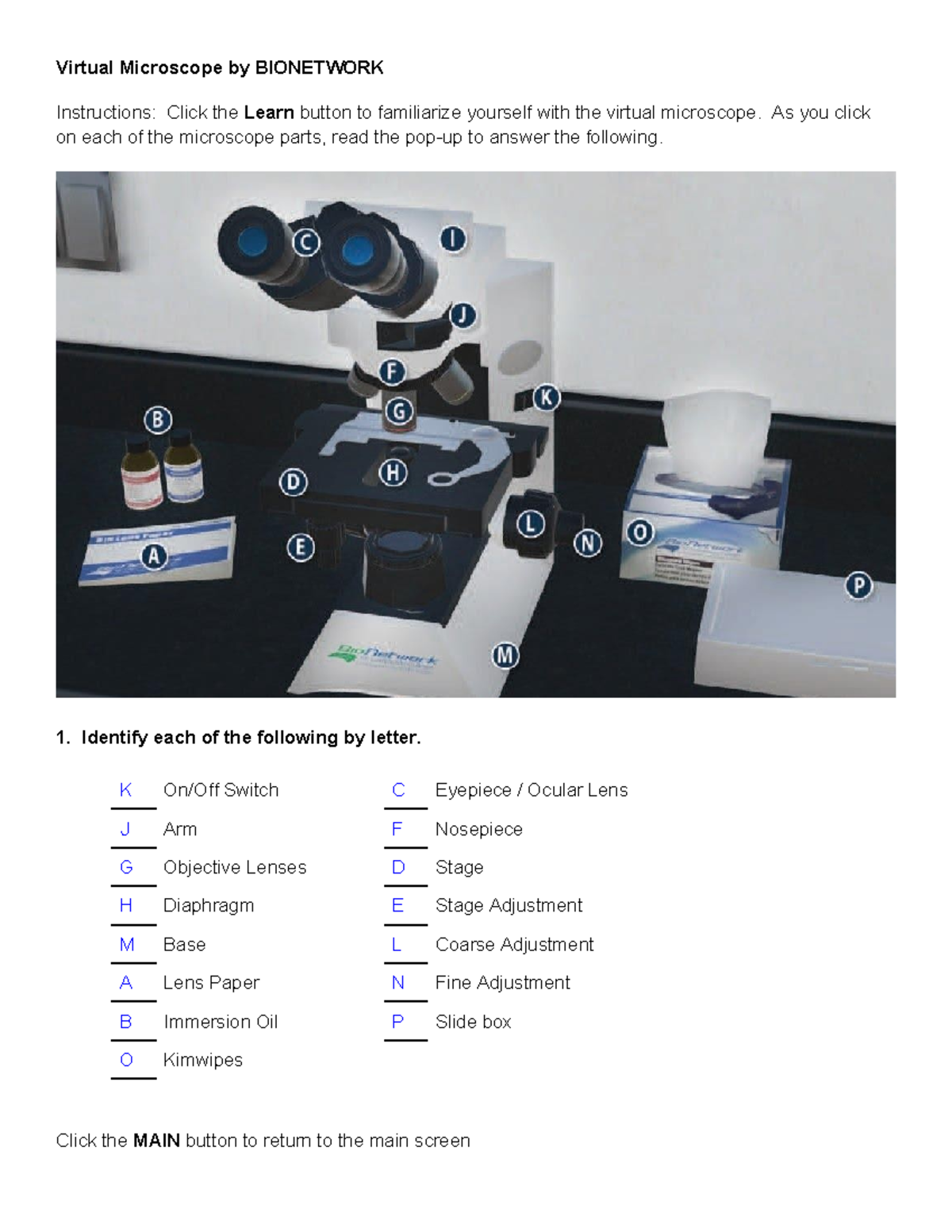 Virtual Microscope Student Lab Sheet - Virtual Microscope by BIONETWORK ...
