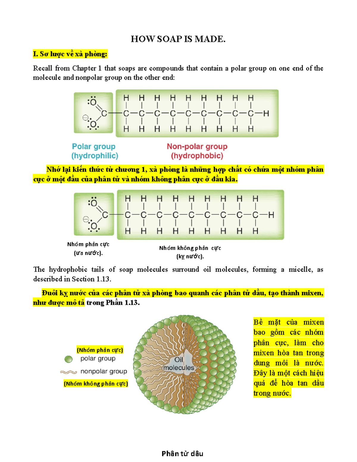 Xabong - Hoá hữu cơ - HOW SOAP IS MADE. I. Sơ lược về xà phòng: Recall from Chapter 1 that soaps ...