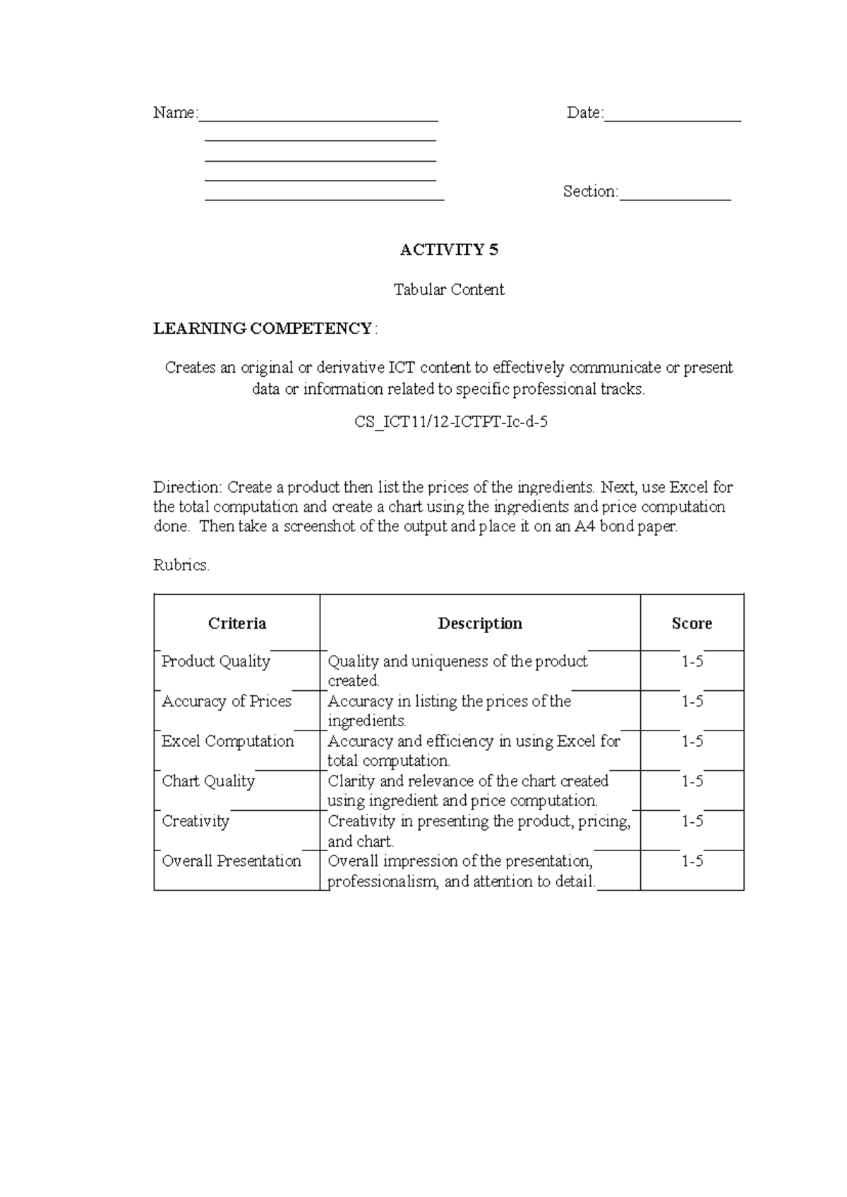 Activity-5- April - Name:____________________________ Date ...