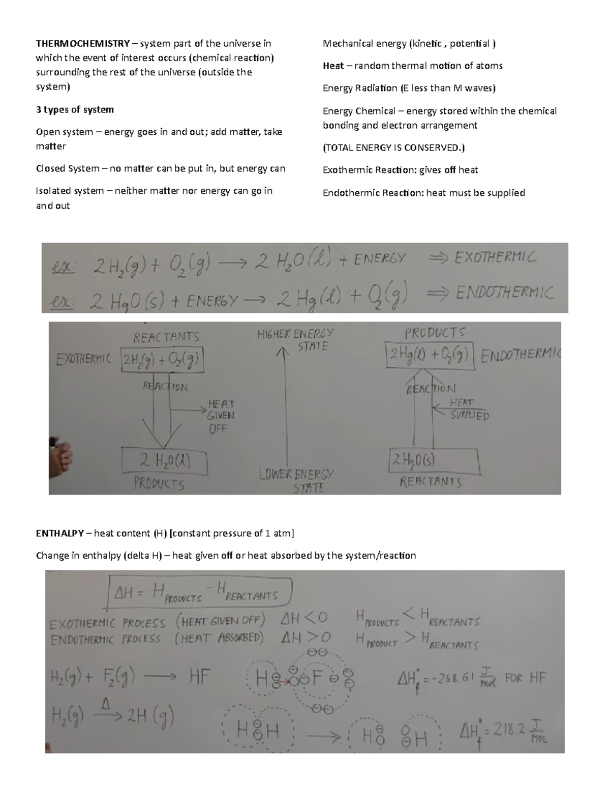 Thermochemistry-Reviewer First year College - THERMOCHEMISTRY – system ...