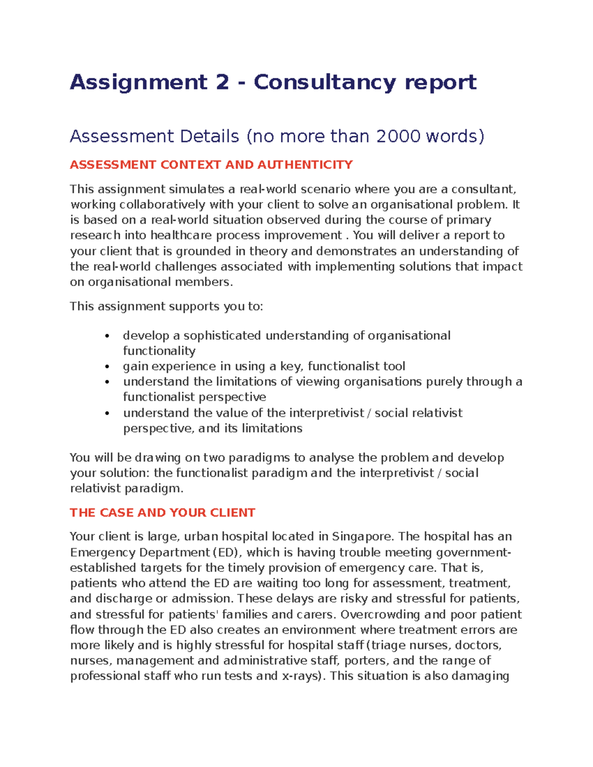 Assignment 2 OA - Assignment 2 - Consultancy report Assessment Details ...