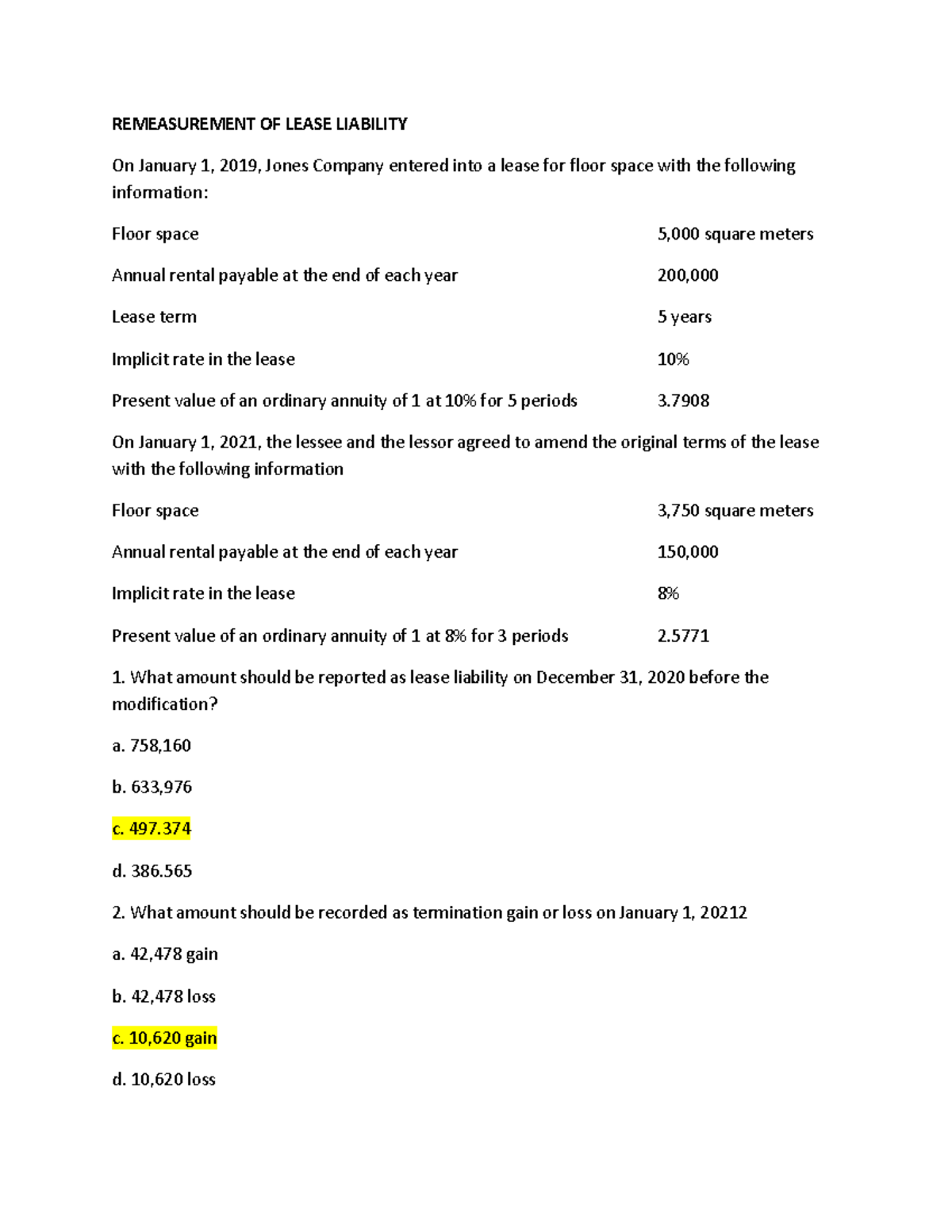 Remeasurement OF Lease Liability Problme 4-6 - REMEASUREMENT OF LEASE ...