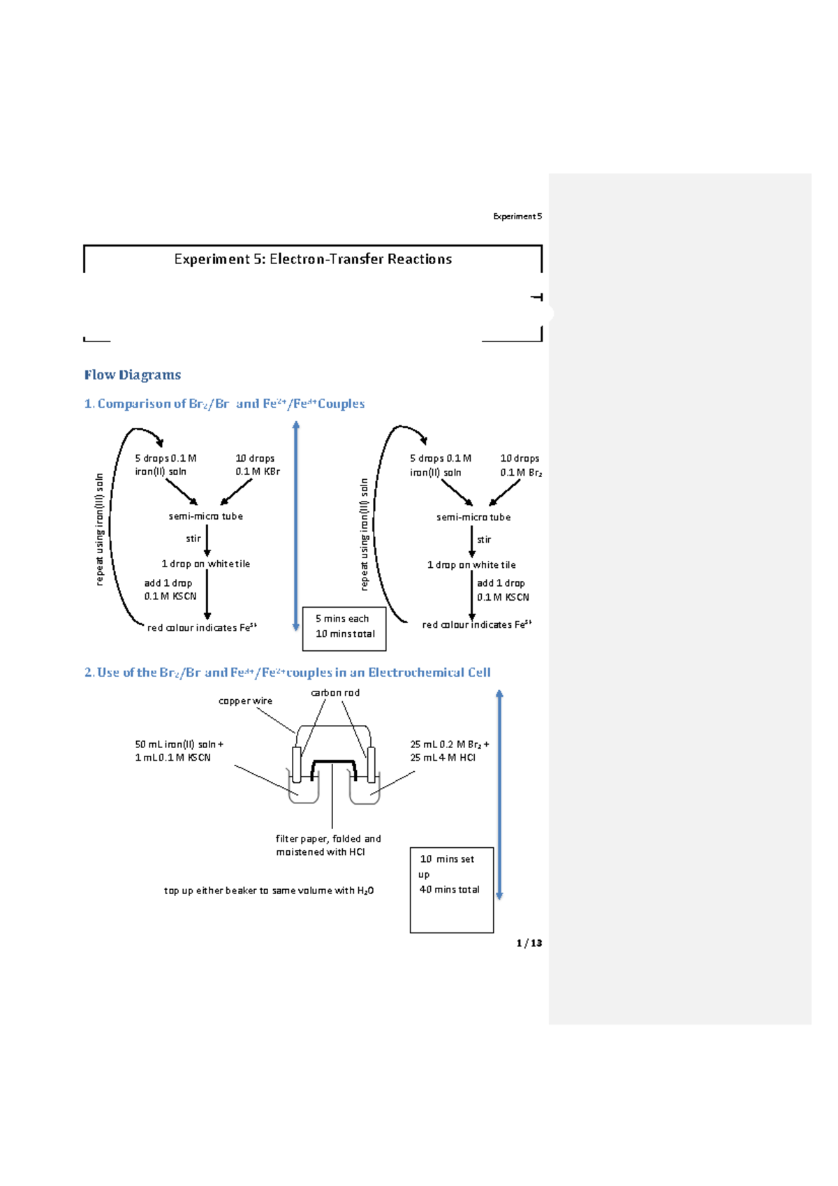 Lab 5 Chem 1101 - Experiment 5: Electron-Transfer Reactions Name: Felix ...