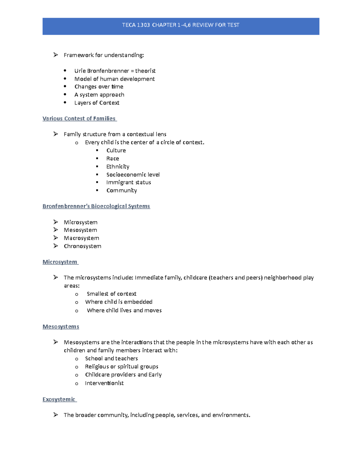 TECA 1303 Chapter 1-4 6 Review Test - Framework for understanding: Urie ...