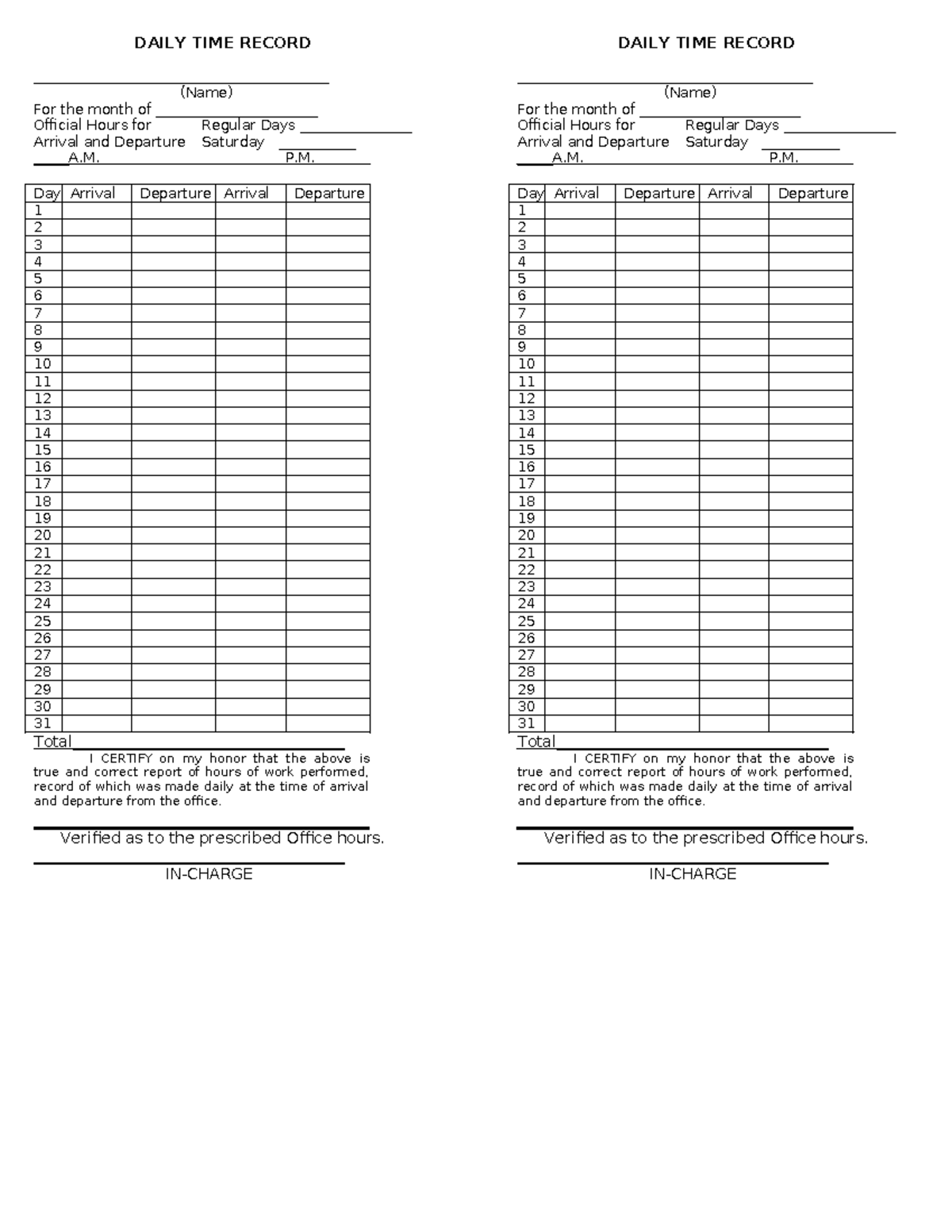 DTR Mama - Needed - DAILY TIME RECORD ...