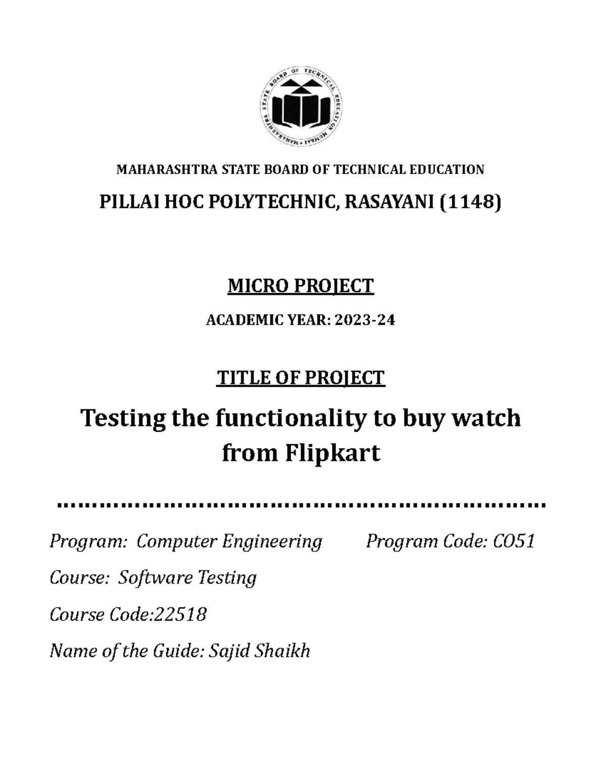 STE micro-project report - MAHARASHTRA STATE BOARD OF TECHNICAL ...