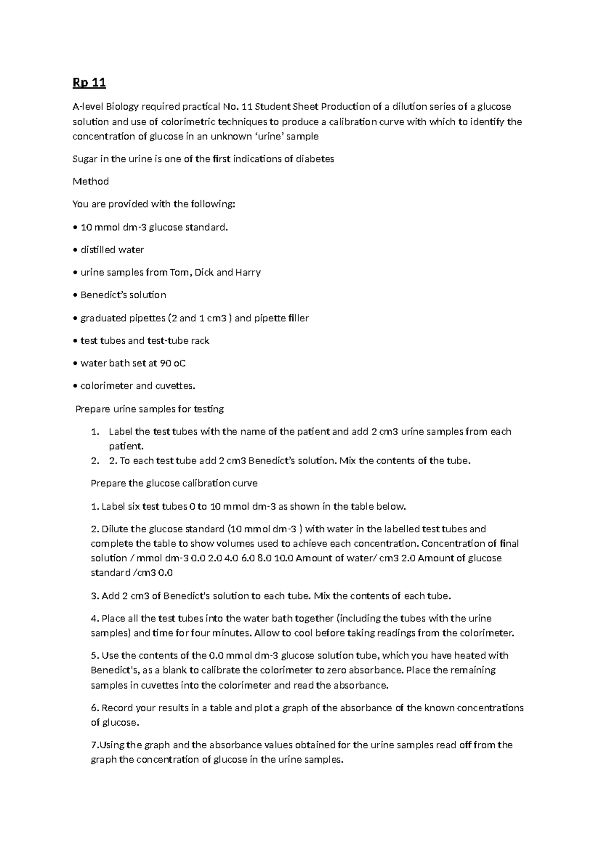 Rp11 - Ep 11 method and that bs - Rp 11 A-level Biology required ...