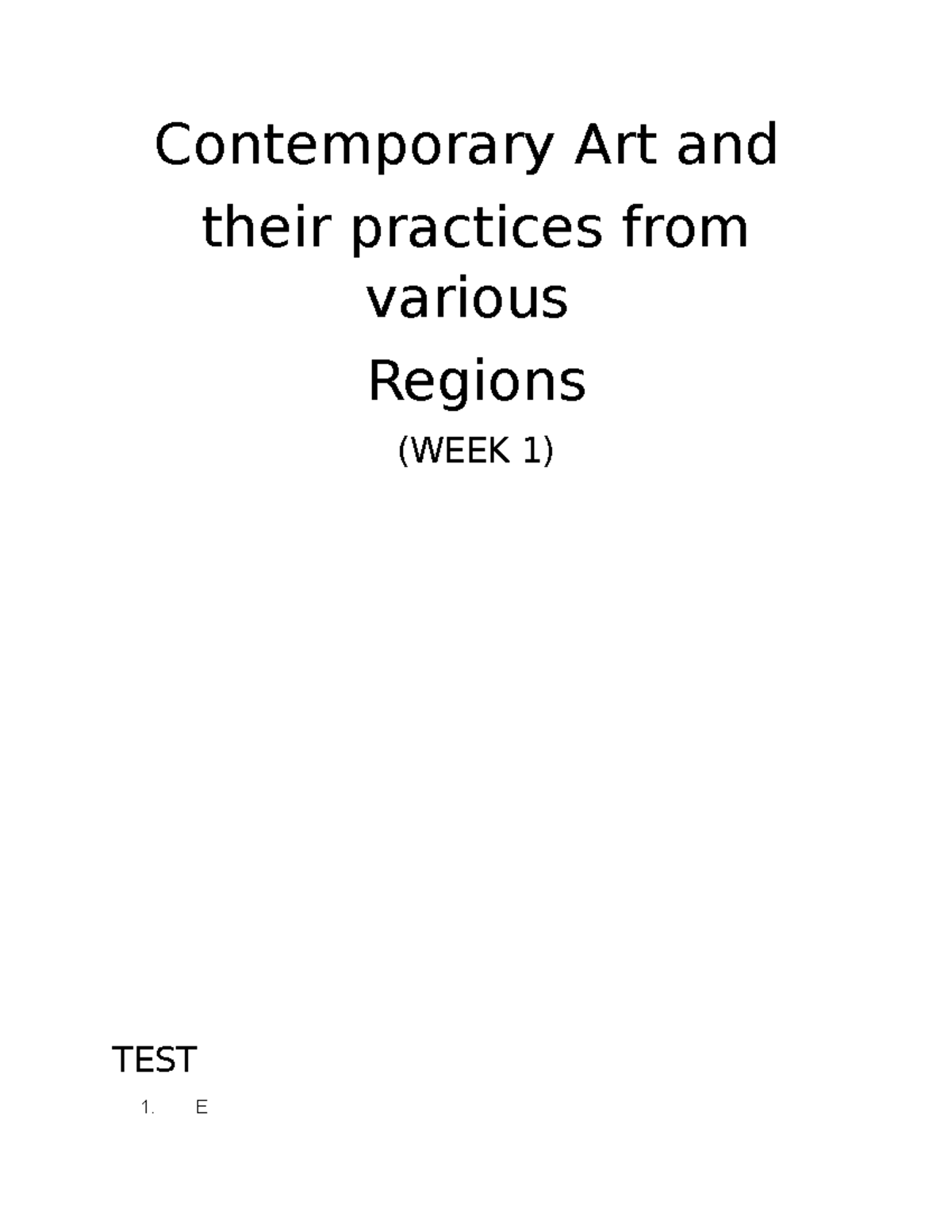 1st Contemporary Art and their practices from various Regions ...